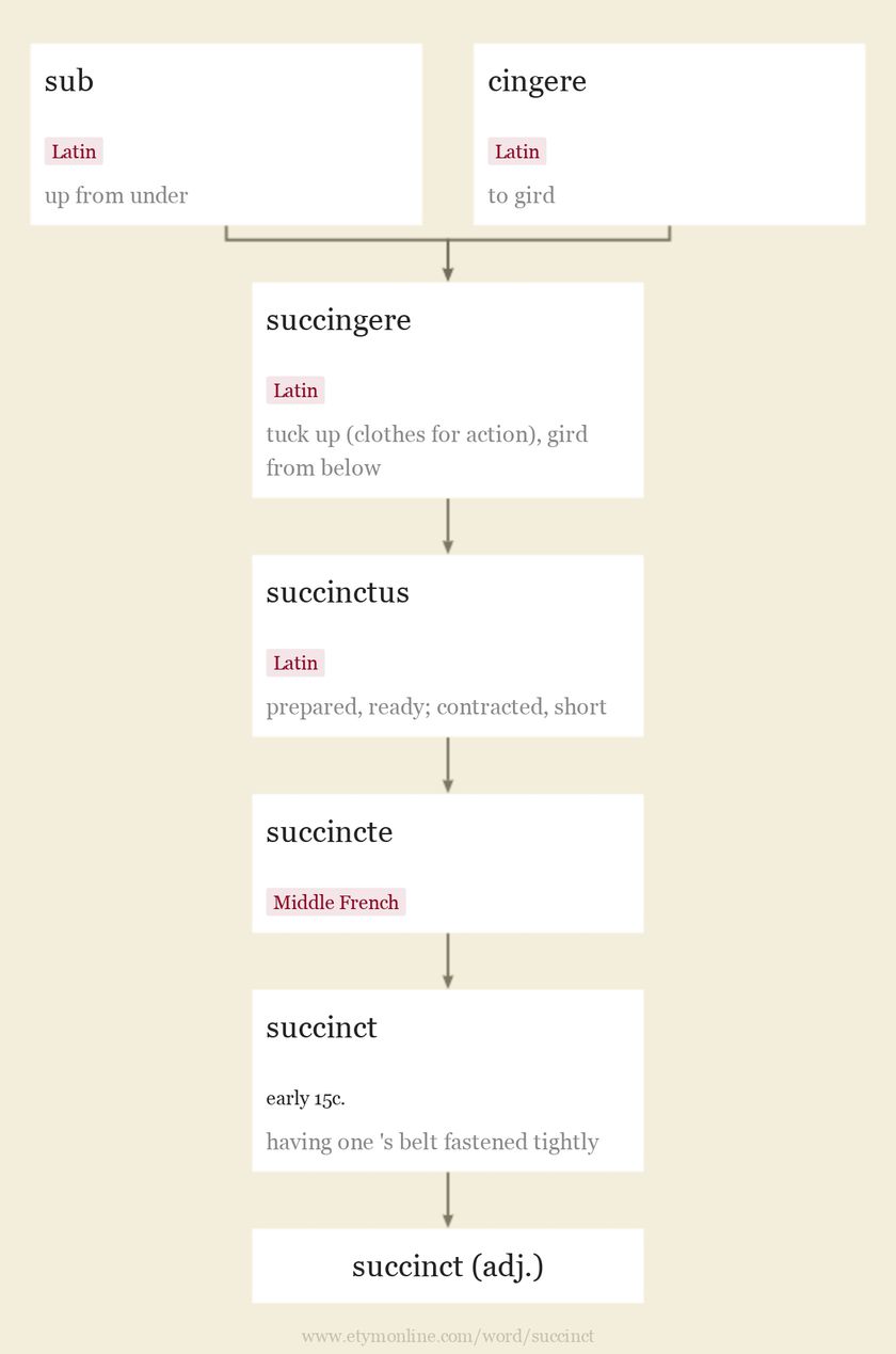 succinct | Origin and meaning of succinct by Online Etymology Dictionary
